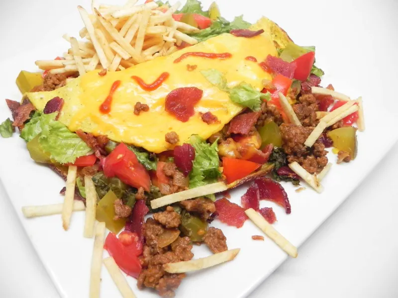 Bacon Cheeseburger Omelette Recipe