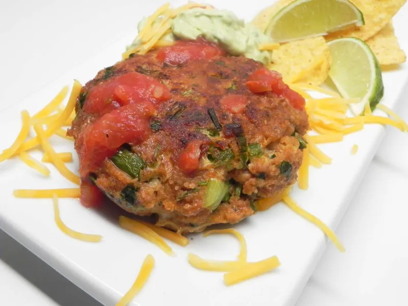 Mexican Chicken Patties with Avocado Sour Cream Spread Recipe