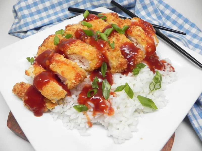 Air Fryer Chicken Katsu with Homemade Katsu Sauce Recipe